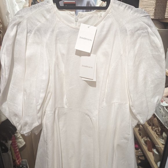 Zimmermann | Dresses | Brand New Zimmermann White Silk Linen Blend ...